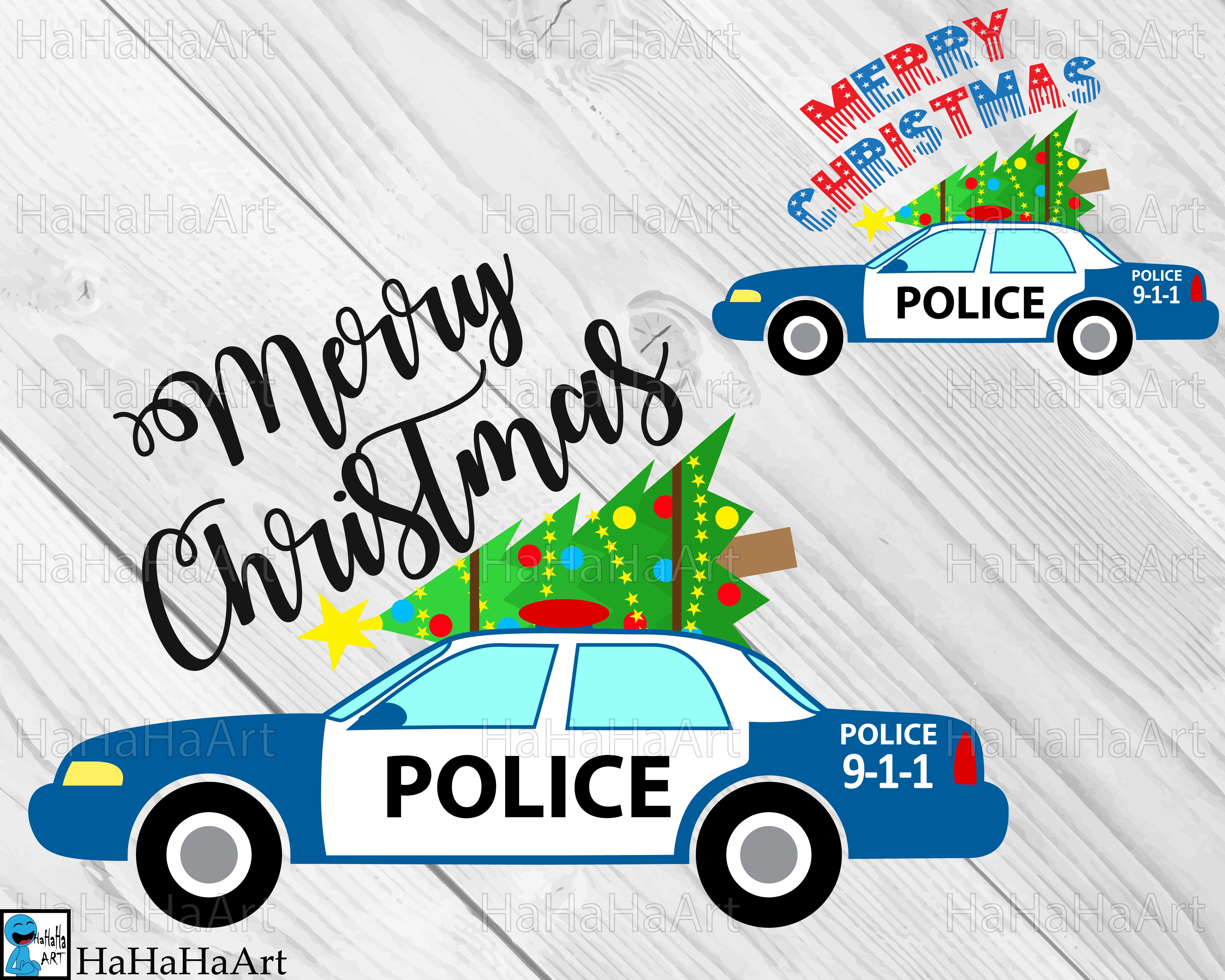 Christmas Police Car - Clip art / Cutting Files (1048649)