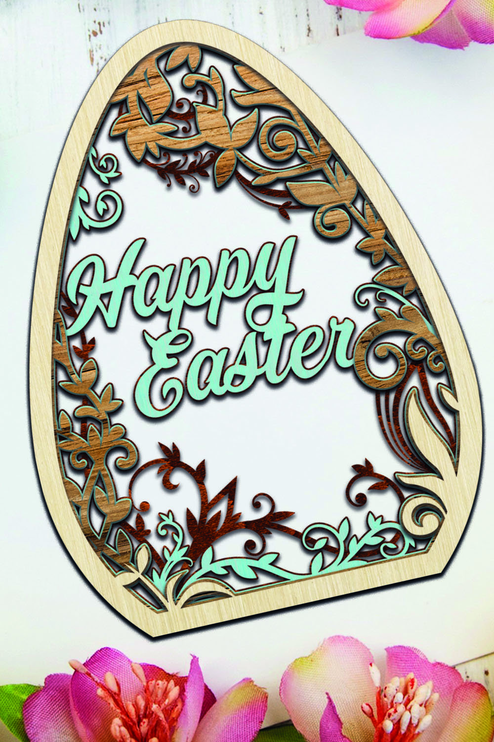 Happy Easter Decoration, Multilayer Cut File