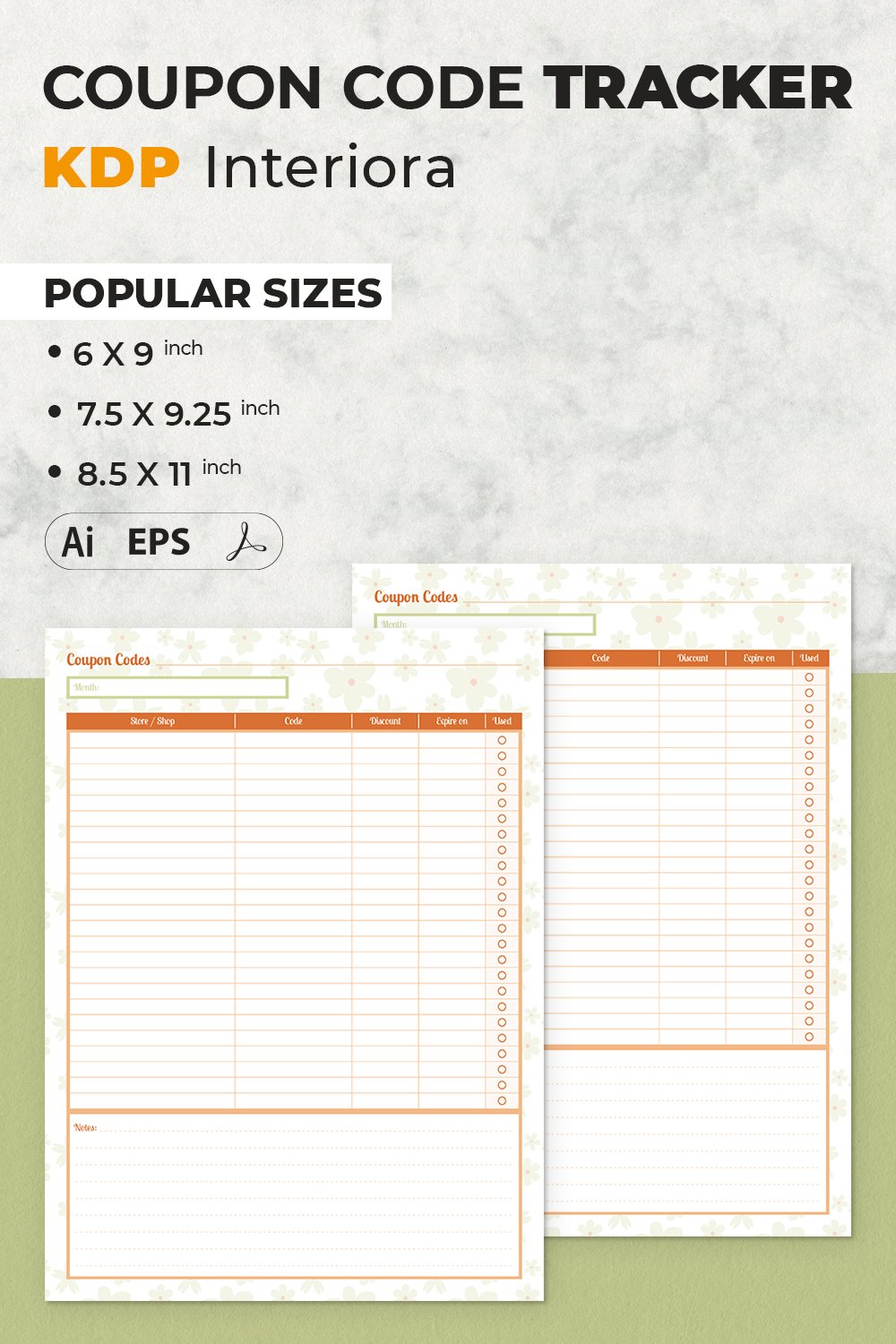 Coupon Code Tracker | Printable template