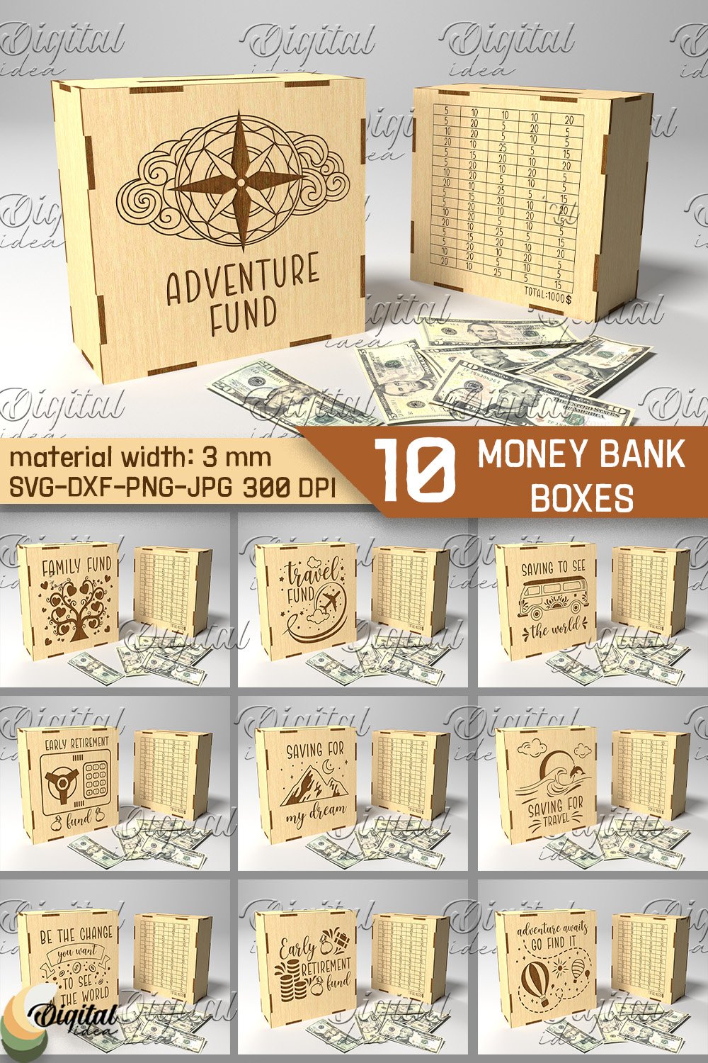 Money Bank Box SVG Bundle. Piggy Bank Laser Cut (3099451)