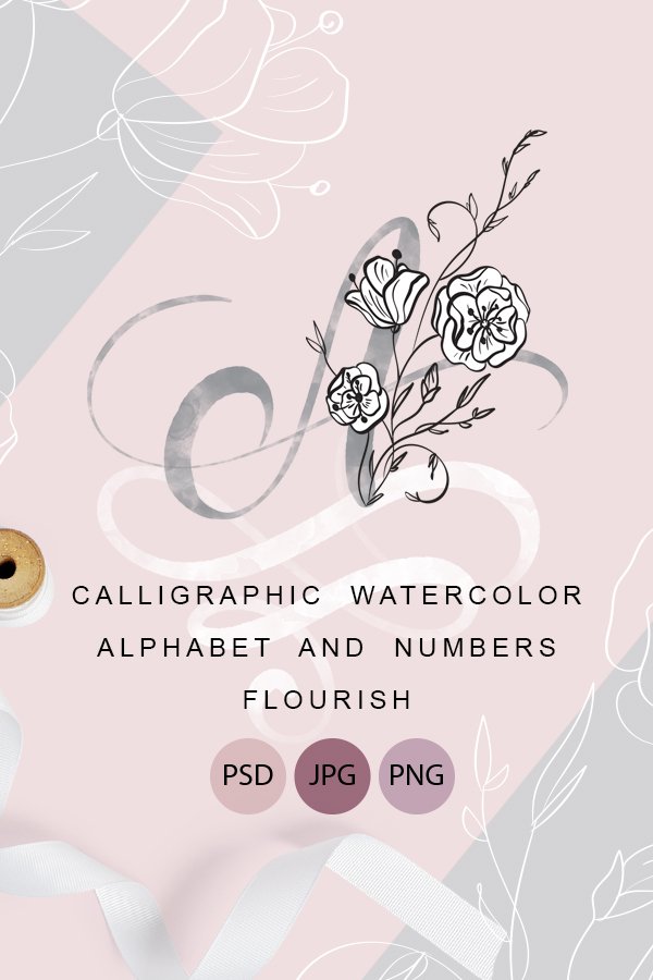 Flowers Letters watercolor alphabet