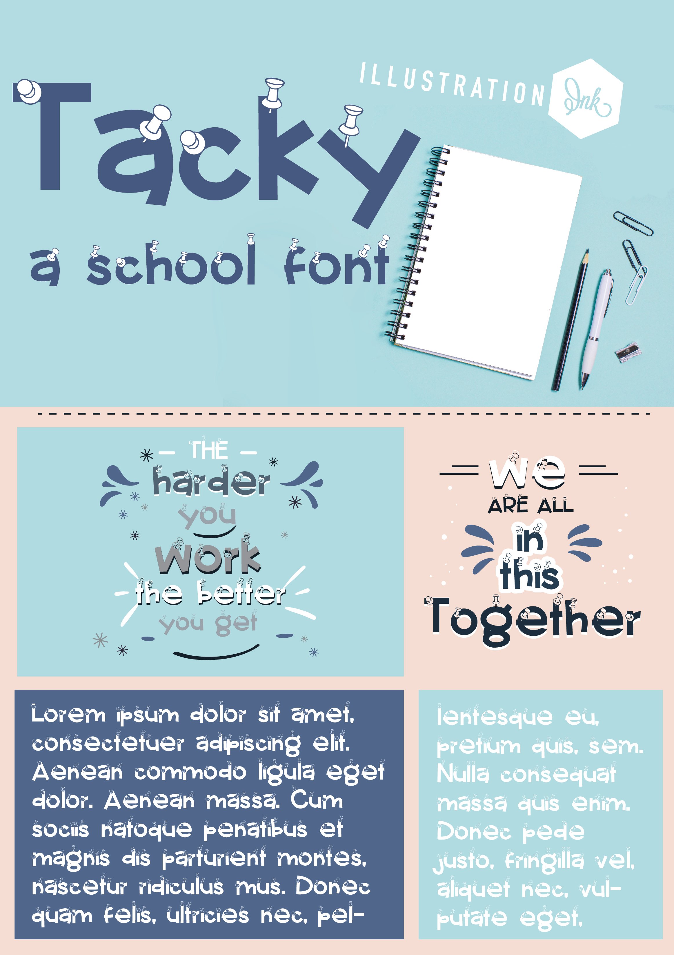 Hand-crafted, youthful school font for teachers and students