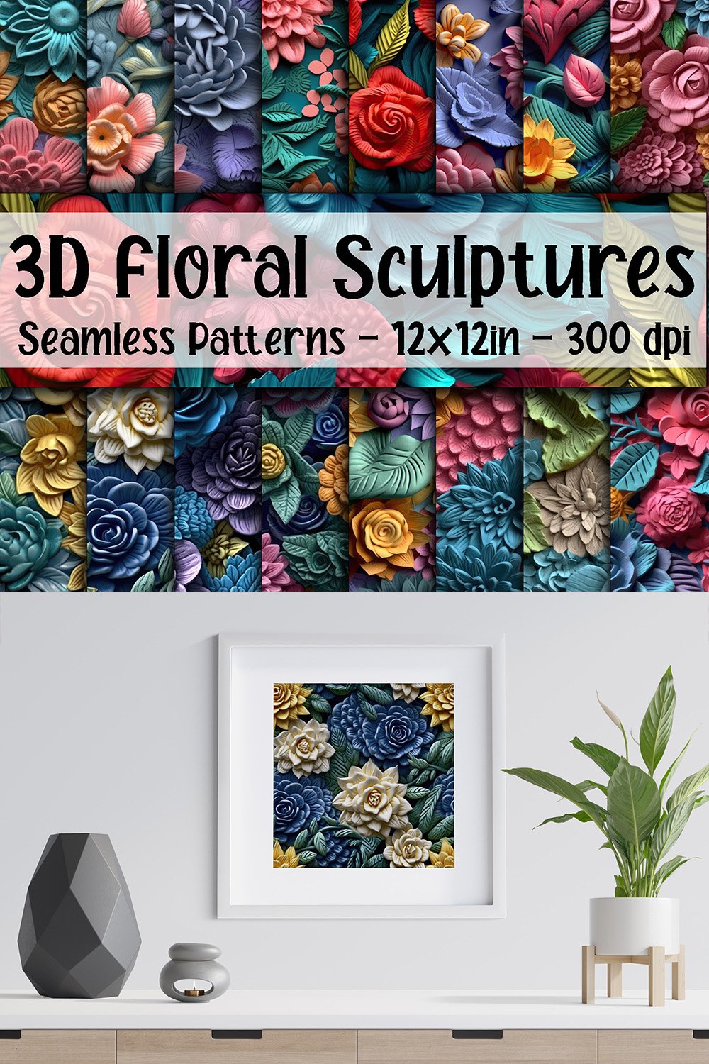 Seamless 3d Flowers Digital Paper