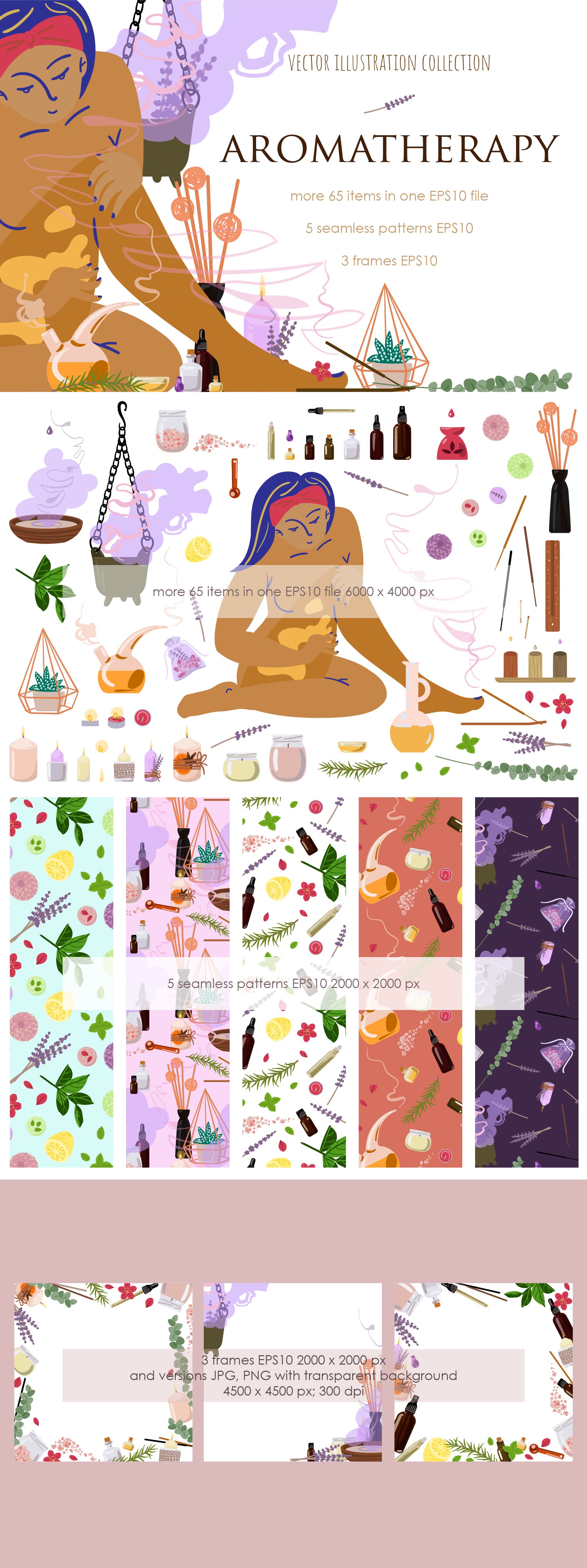 Aromatherapy. Vector cliparts.