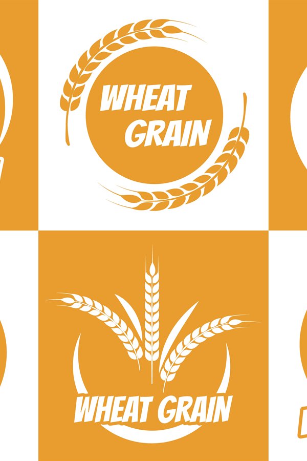 Wheat grain emblem set