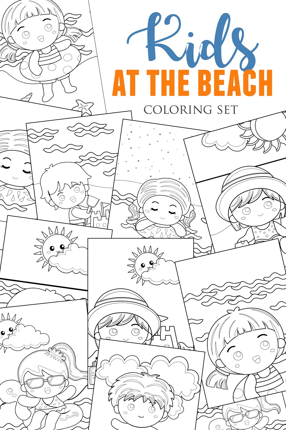 Kids Holiday Summer Playing At The Beach Coloring Set