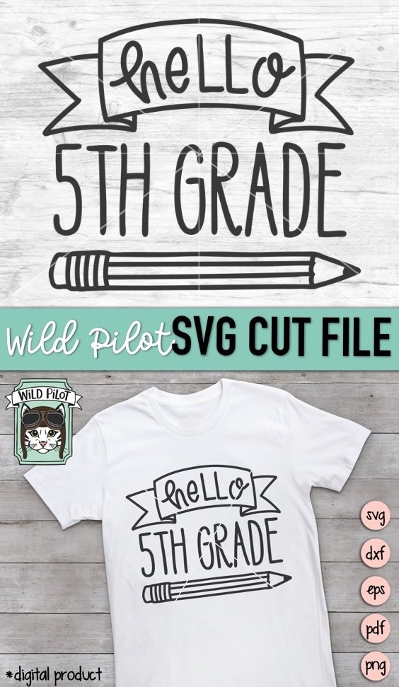 Hello 5th Grade SVG, First Day of School SVG, Fifth Grade