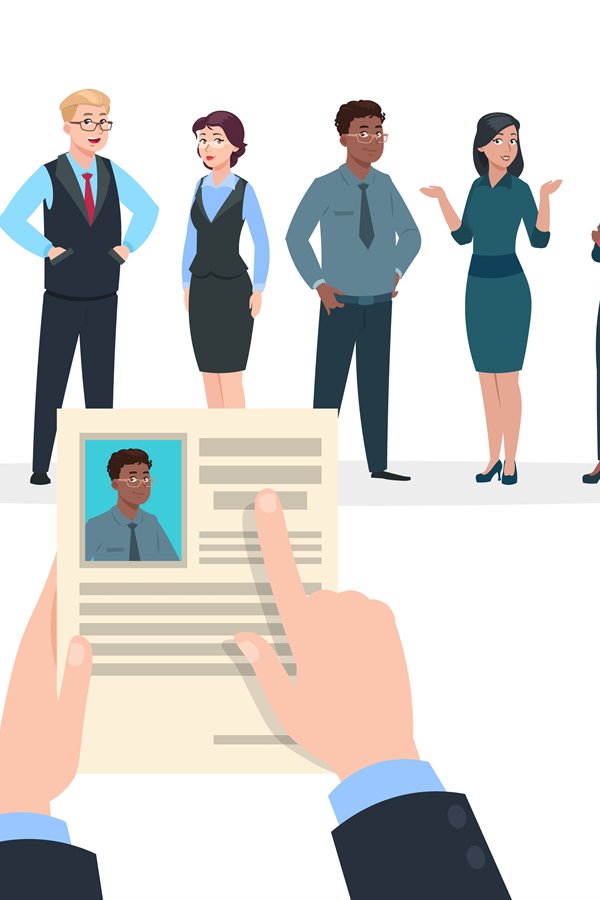 Recruitment concept. Business people candidates interview. B