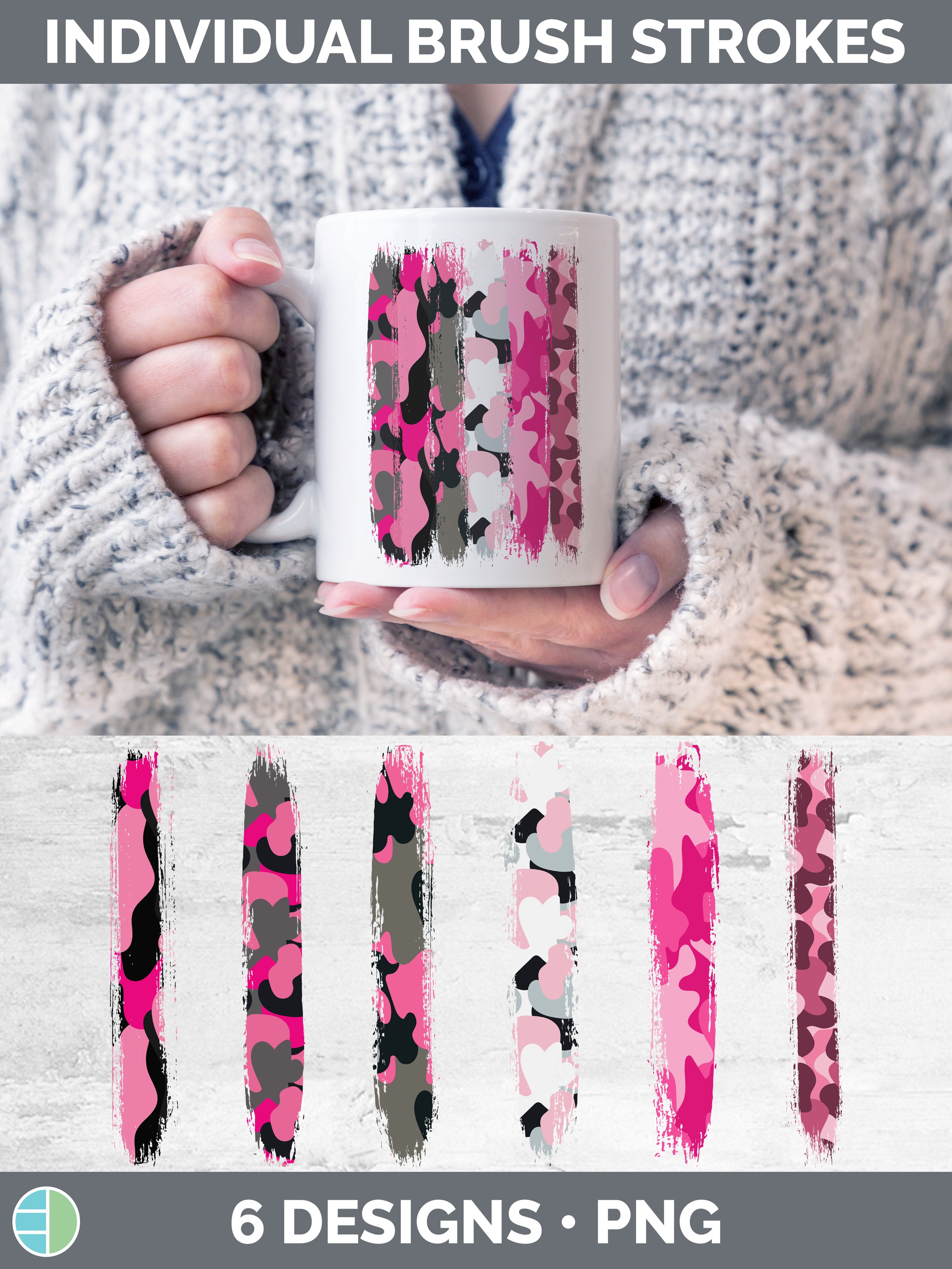 Pink Camo Brush Strokes PNG | Sublimation Designs