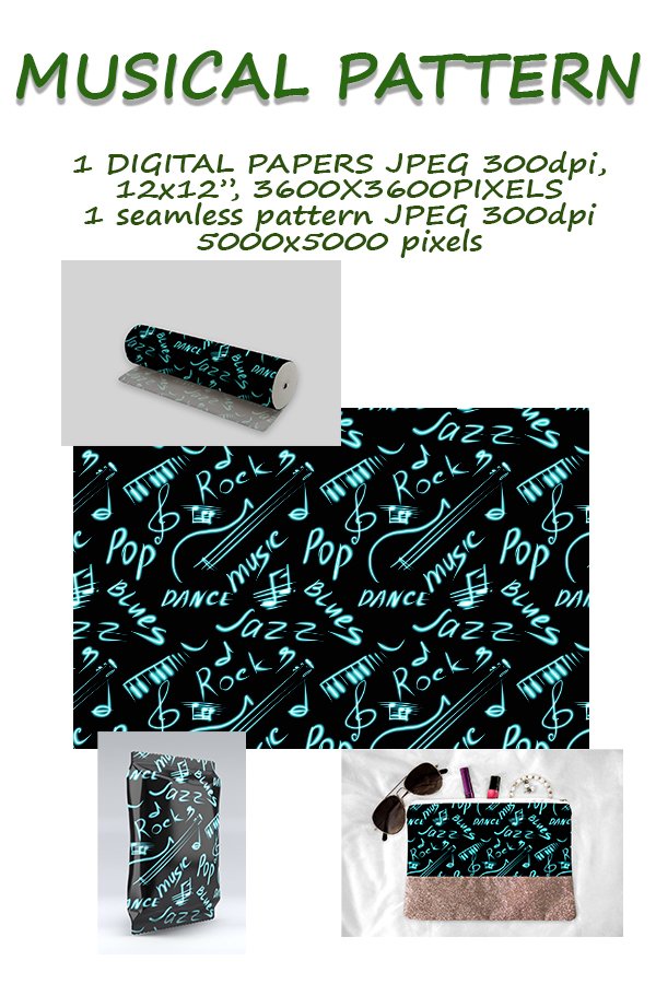 Musical Seamless Pattern, Digital Paper