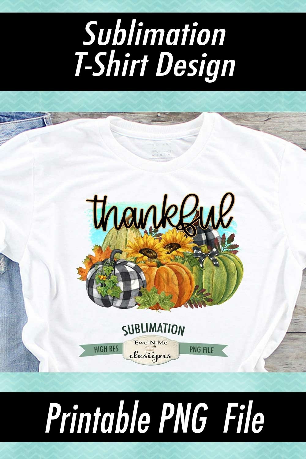 Thankful Fall Pumpkins Sublimation | Plaid Pumpkins PNG