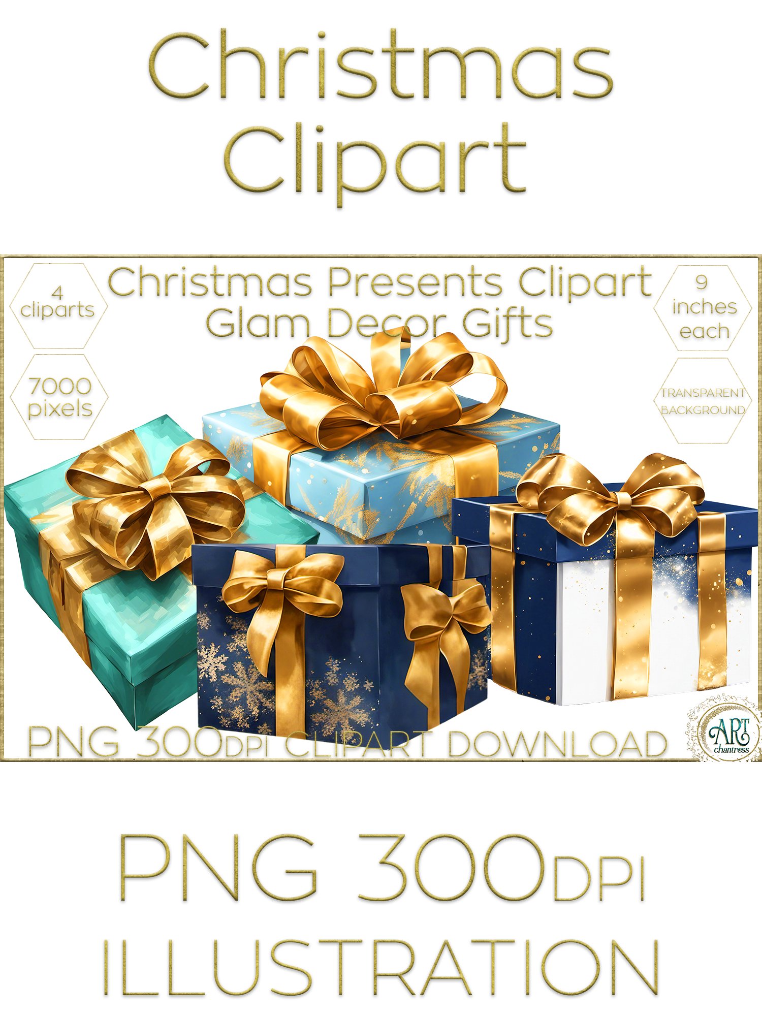 Christmas Present Clipart Retro Gifts Colorful (2944896)