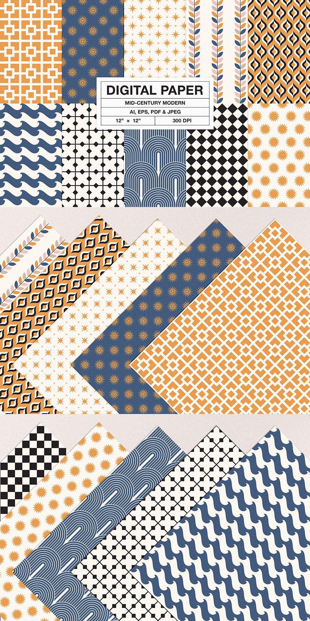 Mid-Century Modern Digital Paper | Retro (2281935)
