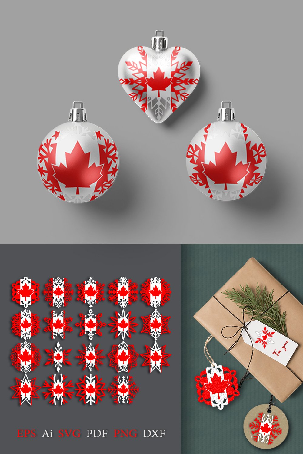 Snowflakes with the flag of Canada