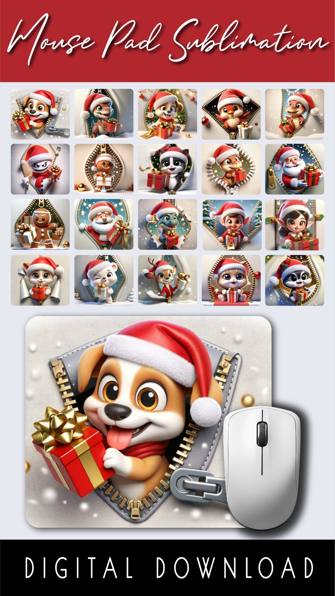 3d Christmas Mouse Pad Sublimation Bundle, Smashed Wall PNG