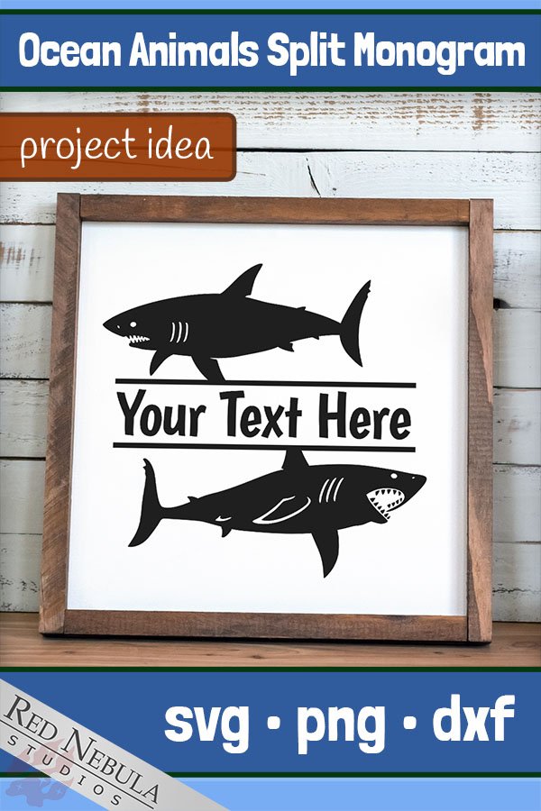 Shark Split Monogram SVG, PNG, & DXF | Ocean Animals