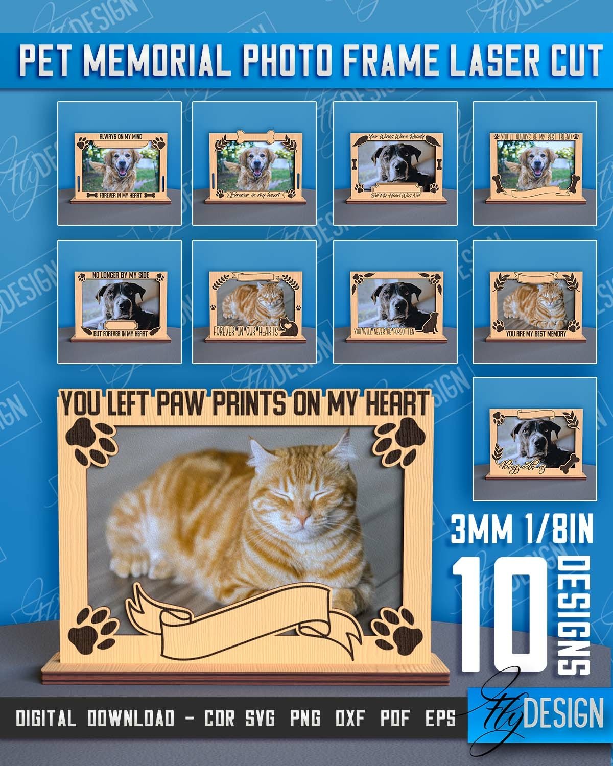Pet Memorial Photo Frame Laser Cut|Personalized Animal Frame