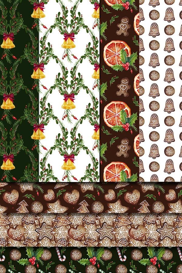 Christmas sweets digital paper. Seamless pattern set