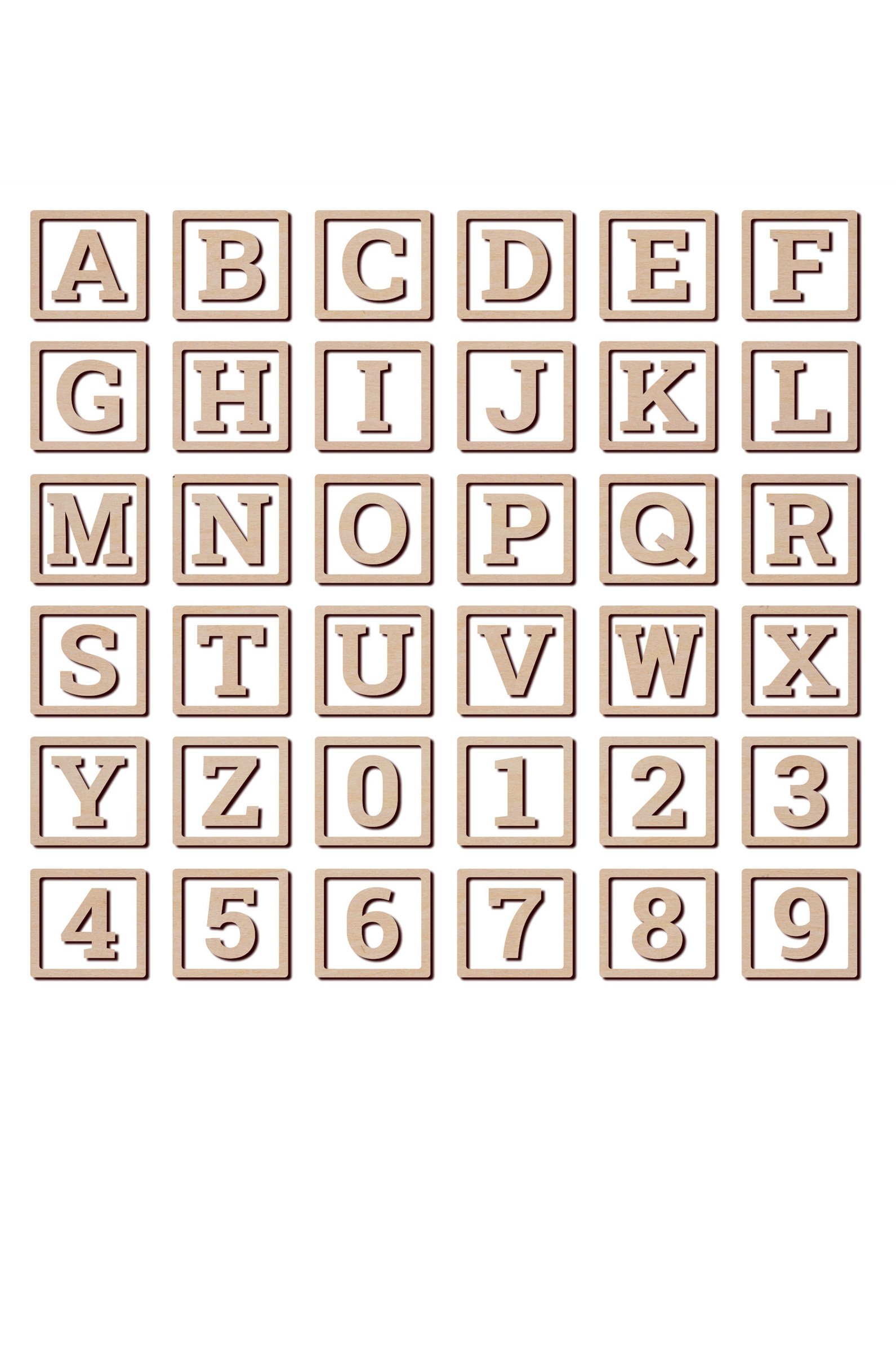 Laser Cut Letters Template Letters Baby Block A-Z, 0-9 SVG