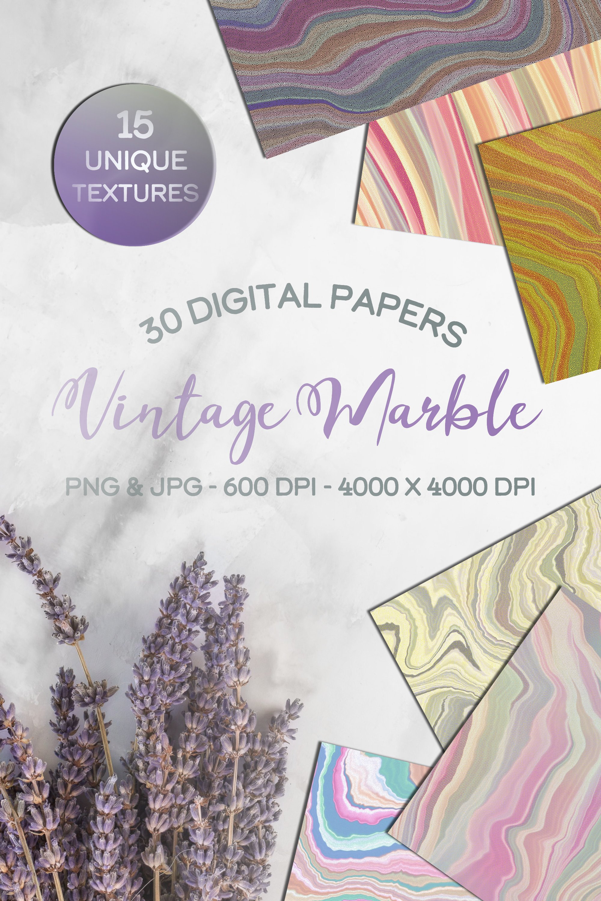Retro Vintage Marble Digital Paper Bundle Texture Background