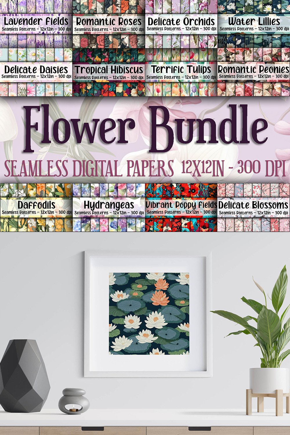 Flower Digital Paper Bundle