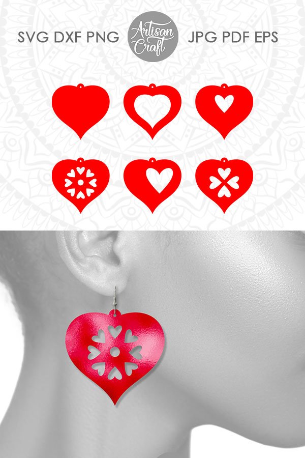 Heart shape Earrings, svg, Floral earrings ,jewelry making