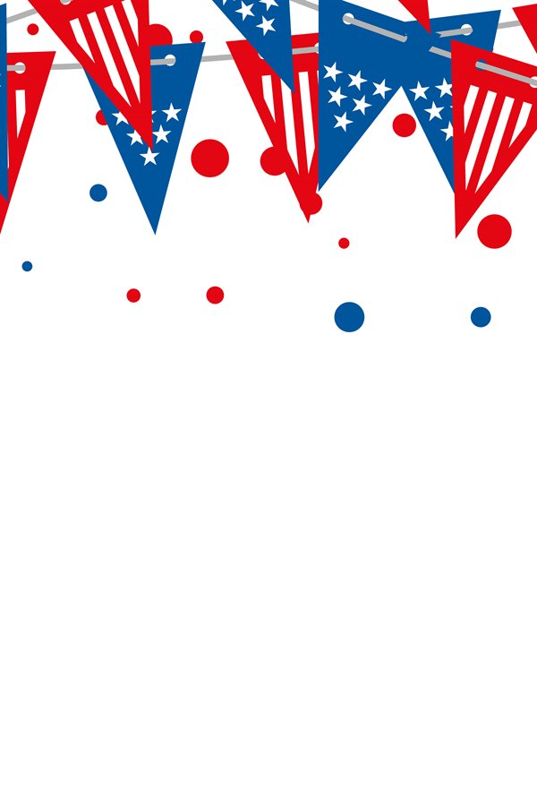 The USA flags vector banner. Triangle american flags garland