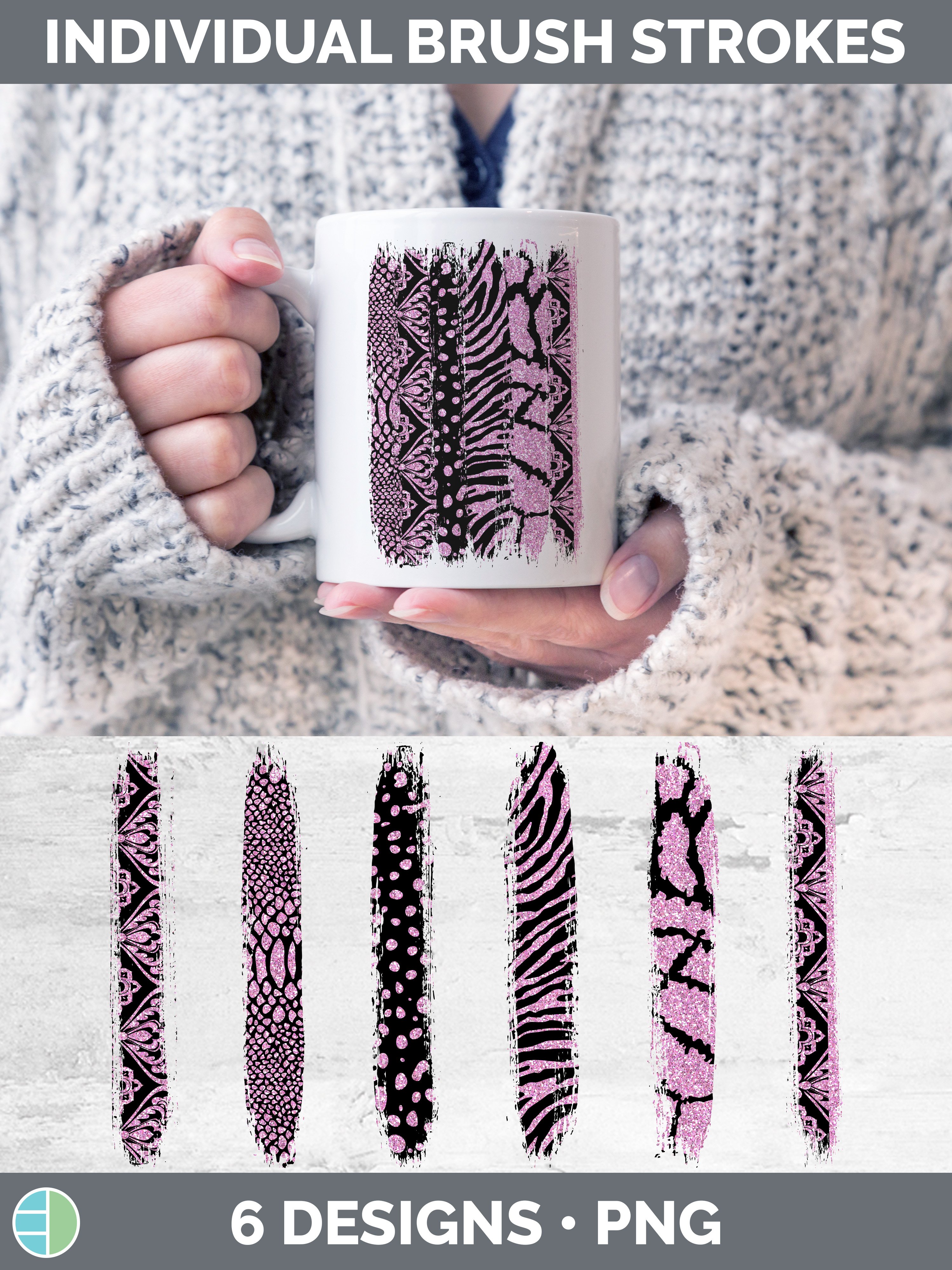 Pink Damask Brush Strokes PNG | Sublimation Designs