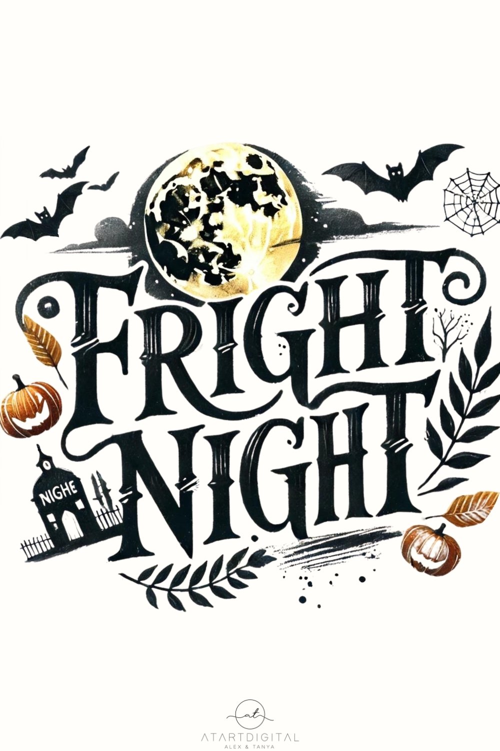 Fright Night PNG, Spooky Vibes for Tshirt Design, Crafting