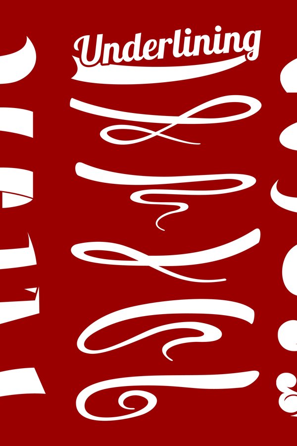 Hand lettering underlines baseball tee vector set