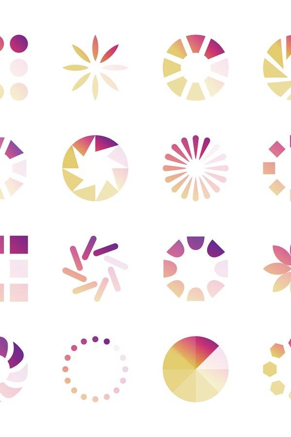 Load indicators collection. Vector loading icons isolated on