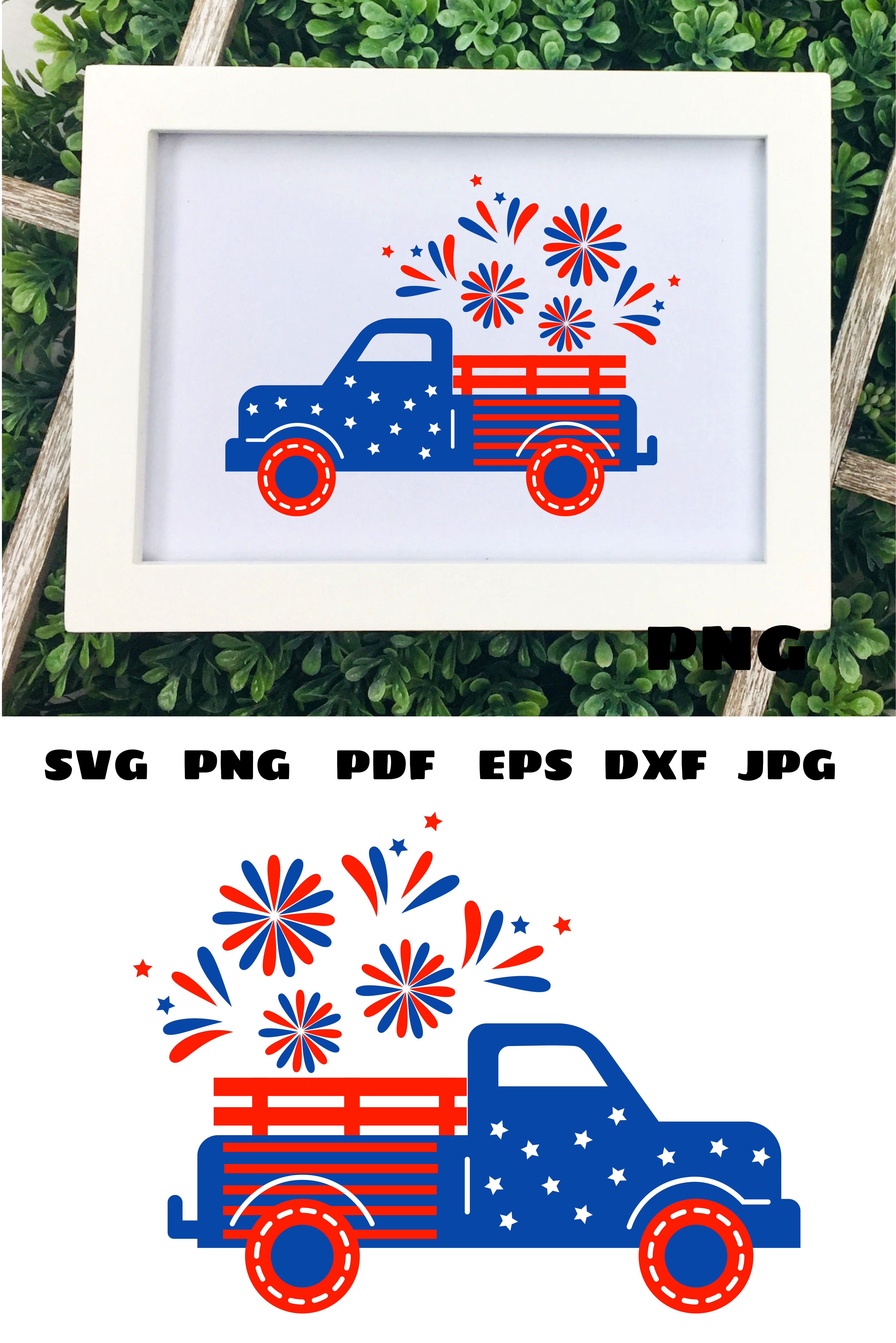 Patriotic Truck SVG. 4th of July Truck SVG. Firework SVG
