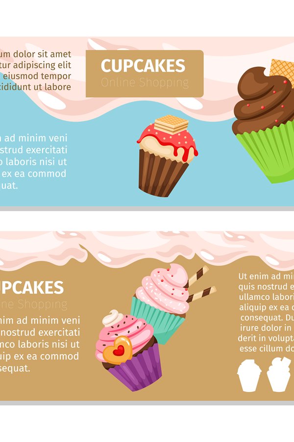 Cupcakes and muffin flyers design