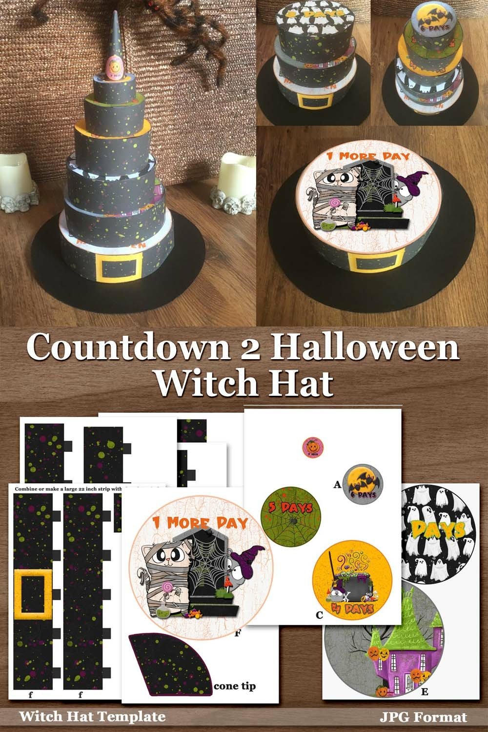 Printable Countdown to Halloween Witch Hat