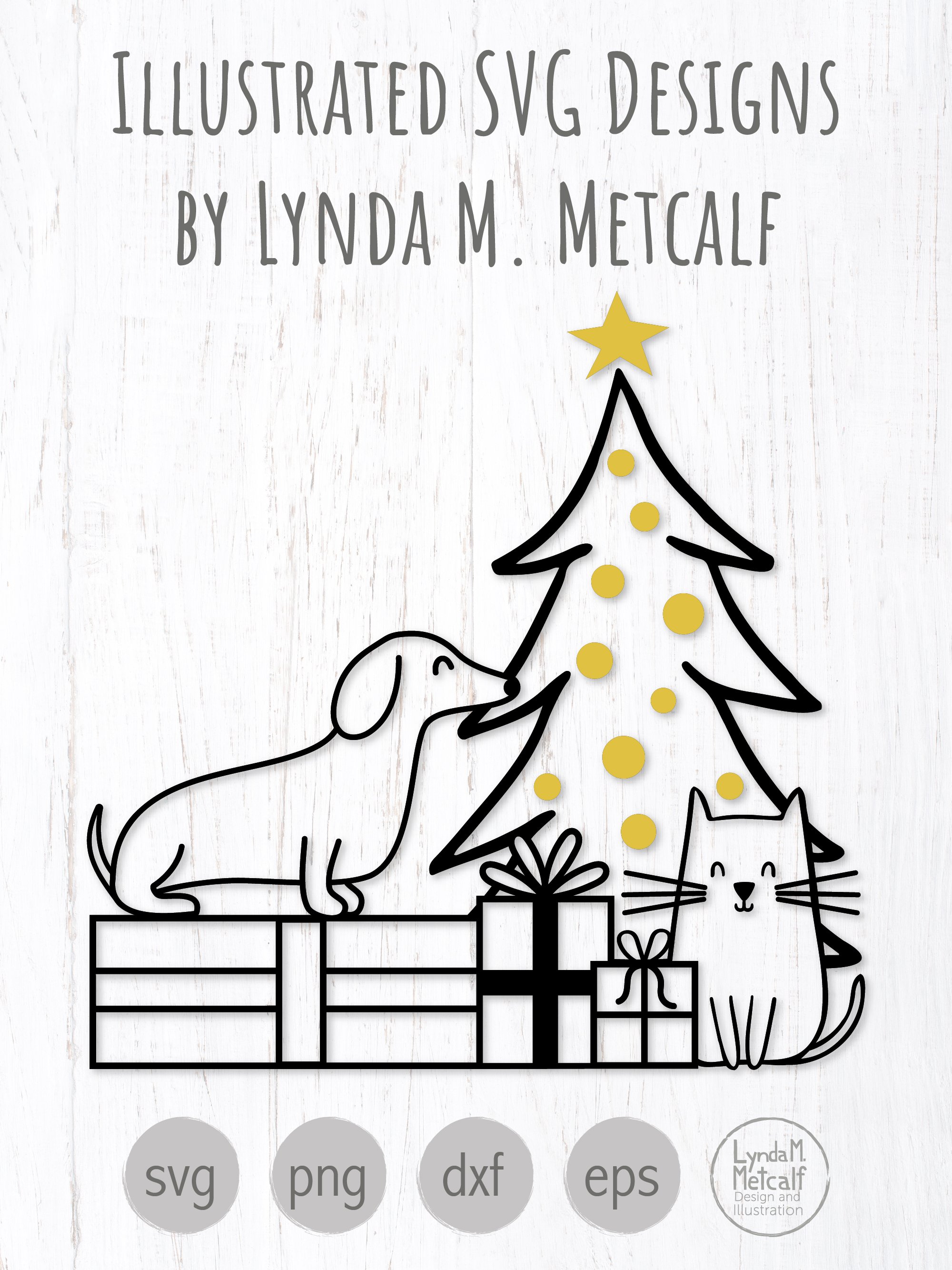 Christmas Dog and Cat svg, Holiday Pets and Presents Png