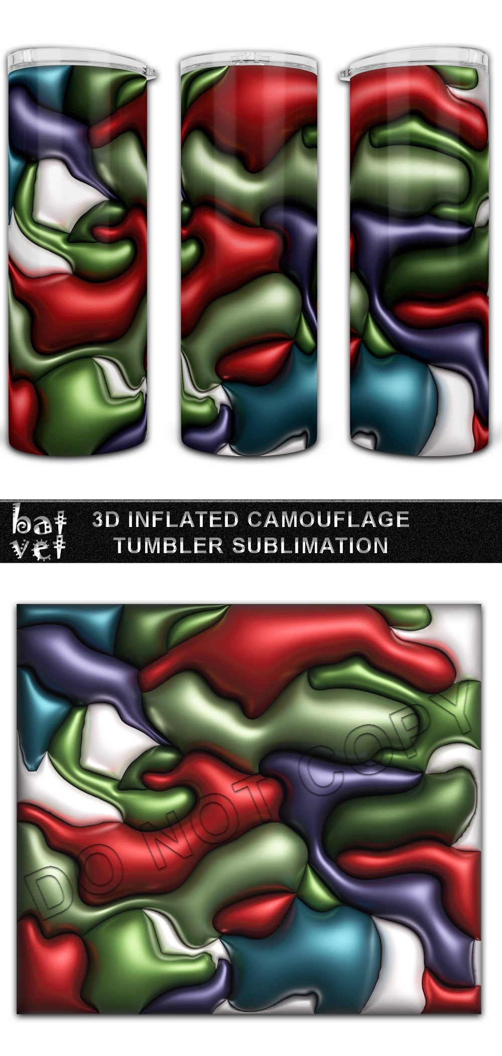 3D Inflated Camouflage Tumbler Sublimation