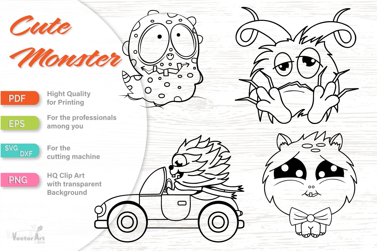 4 Cute Monsters - Cut File for Crafter