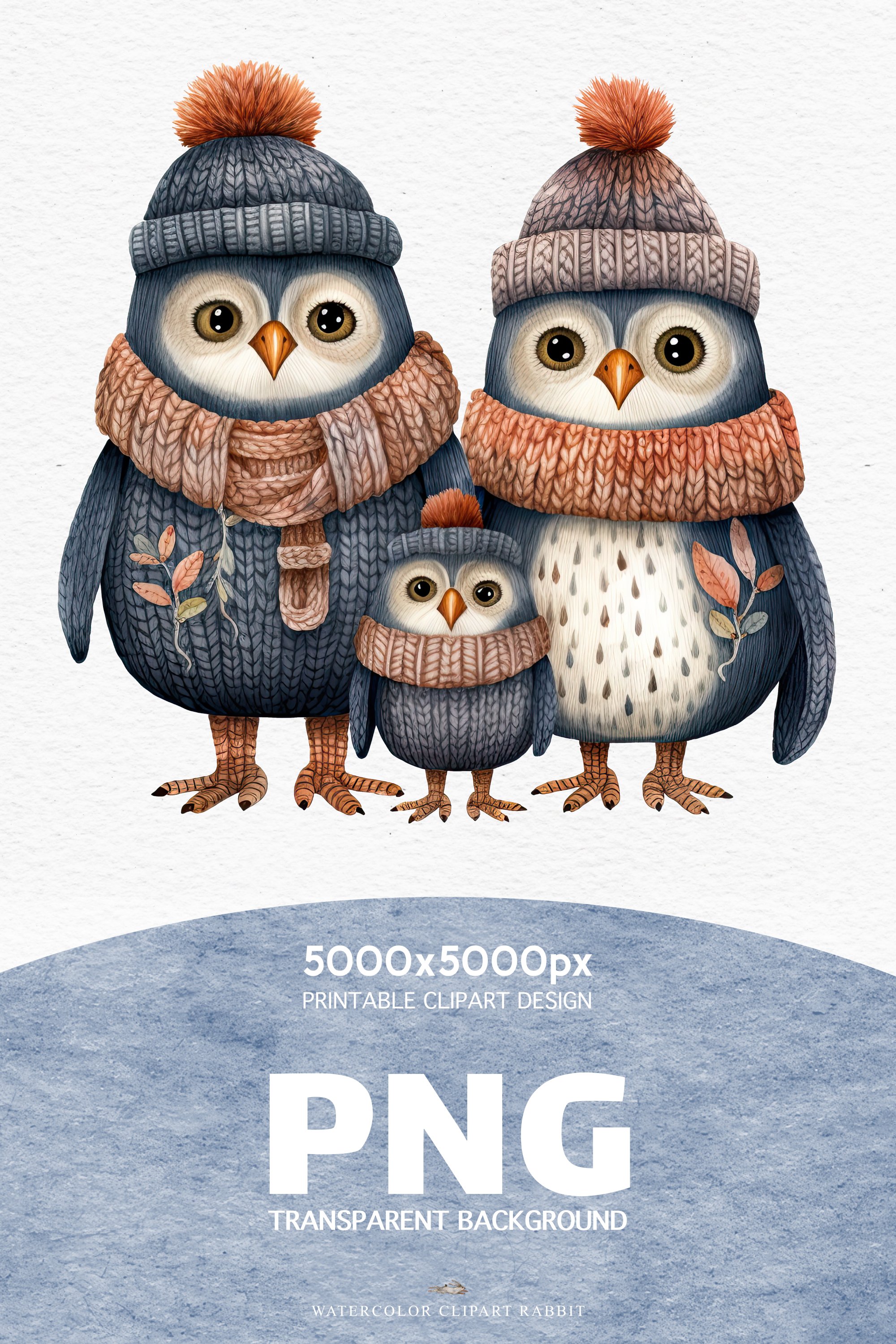 Cute Winter Baby Penguin Crochet Christmas Animals Clipart