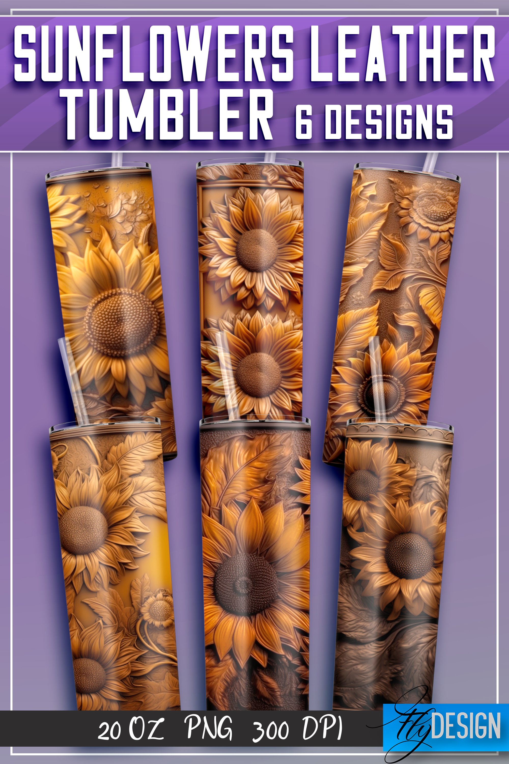 3d Tooled Leather Sunflower Tumbler (3206647)