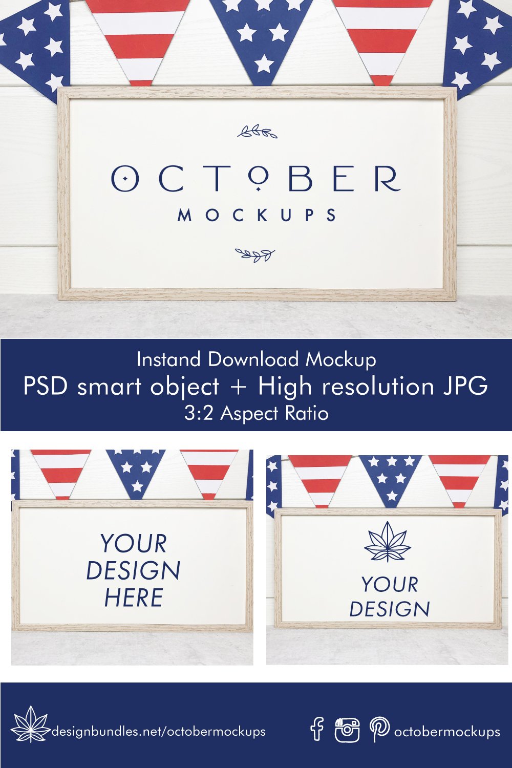4th of July Frame Mockup | JPG en PSD smart object
