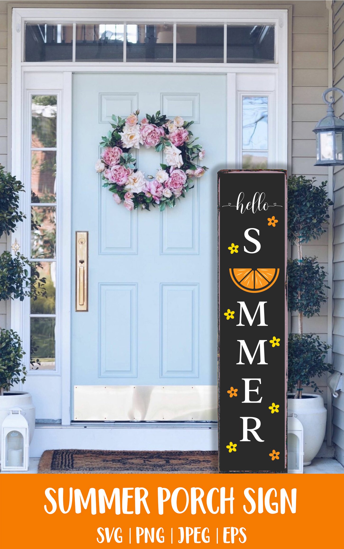 Hello Summer Welcome Porch Sign. Vertical Front (1951834)
