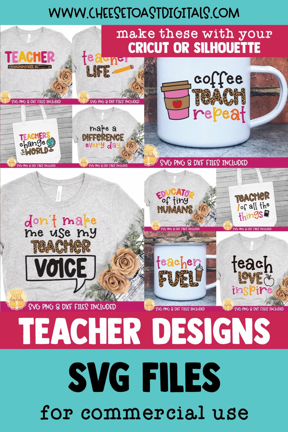 Teacher SVG Bundle | 10 Leopard Print Designs