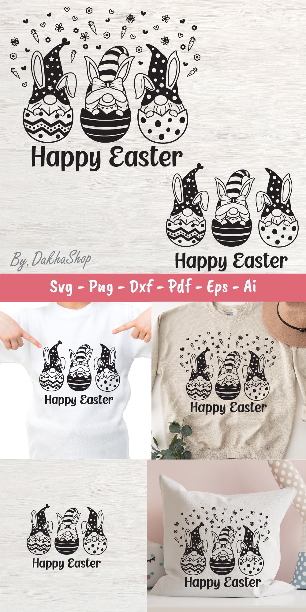Easter Svg, Happy Easter Gnome Svg, Gnome Easter Svg
