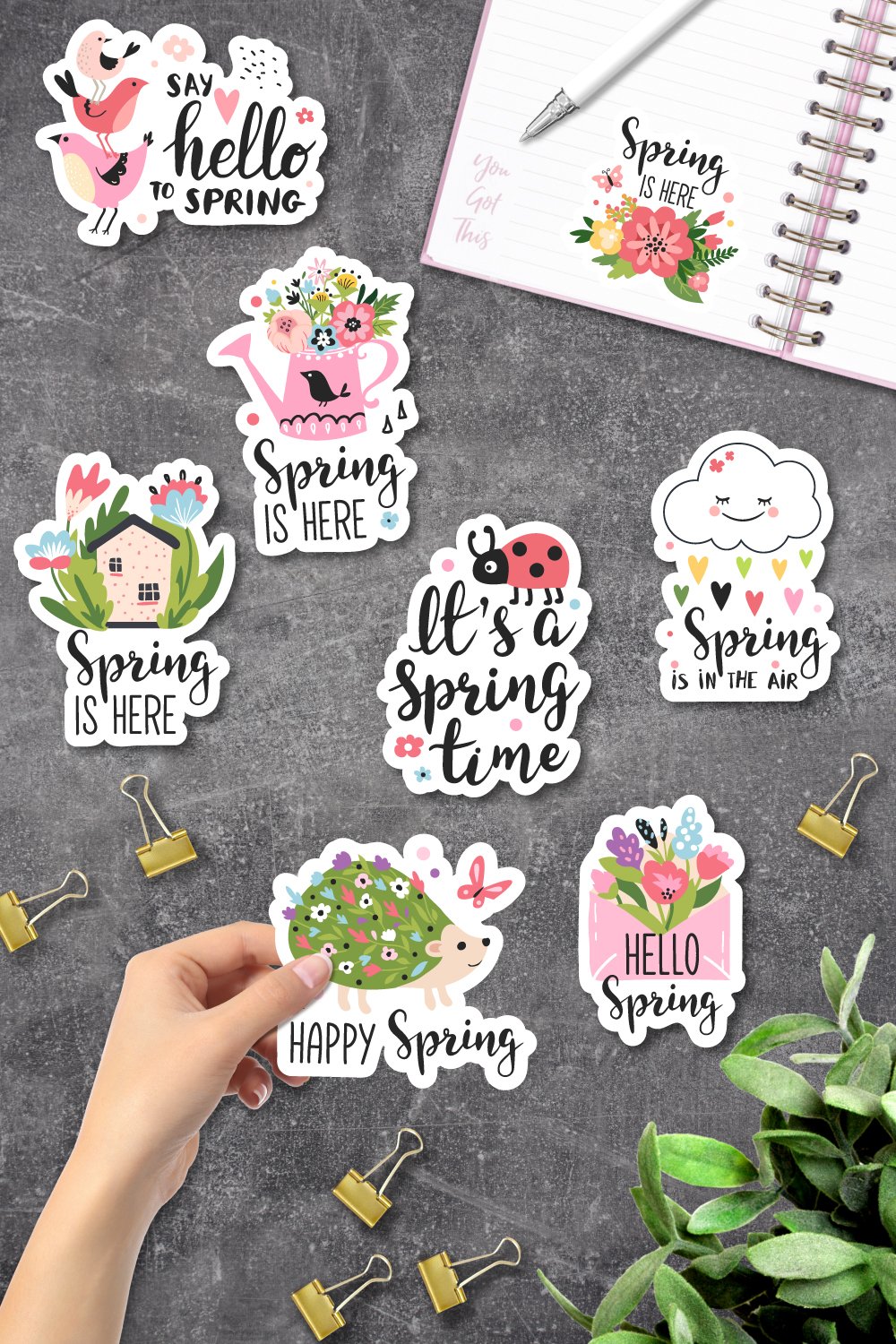 Spring stickers, Printable and digital set (1830065)