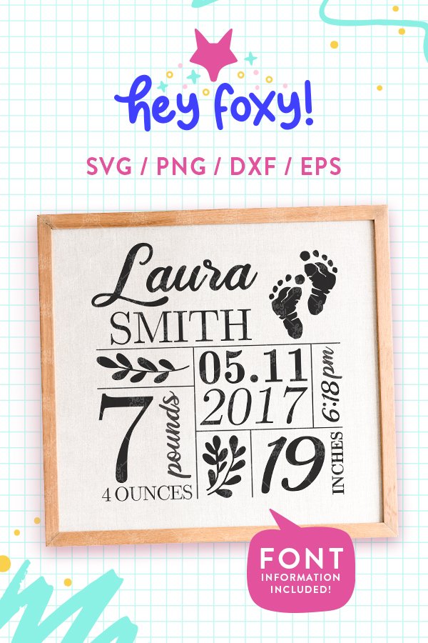 Birth Announcement SVG - Birth Stats SVG Template (1230713)
