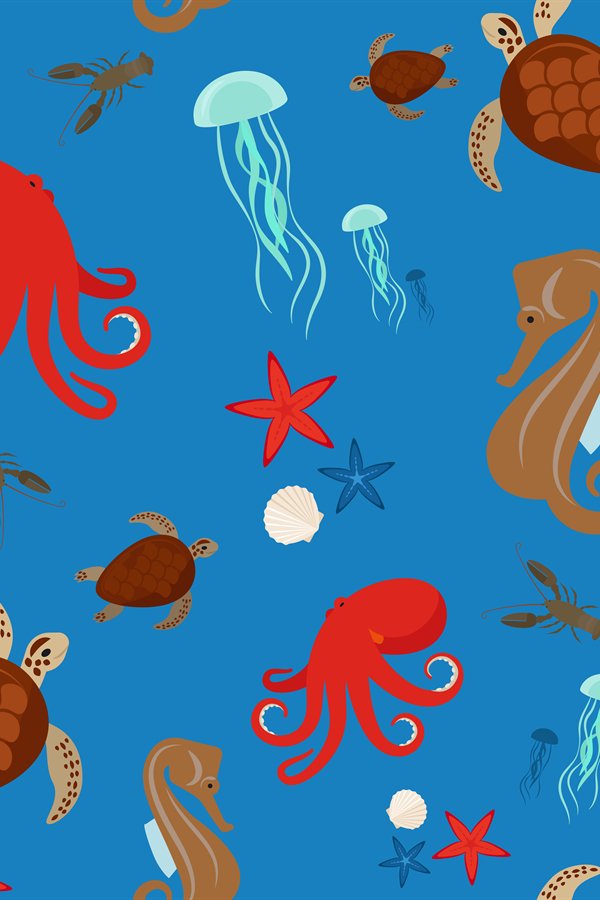 Sea animals seamless pattern (832808)
