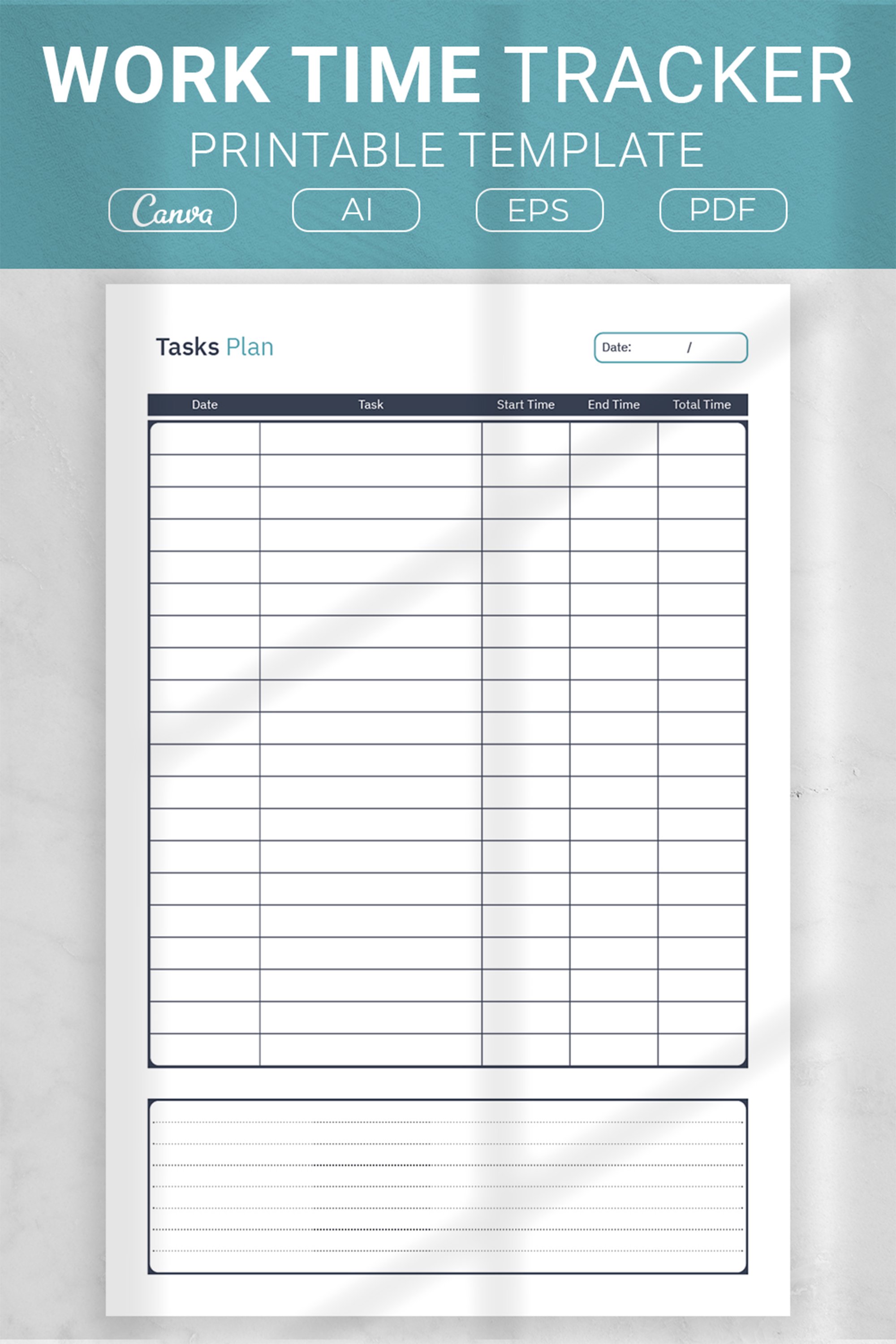 Work Time Tracker Printable Template