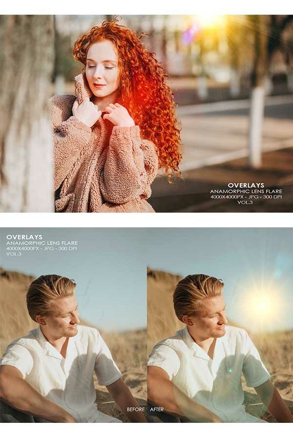 20 Anamorphic Lens Flare Overlays - Vol.3