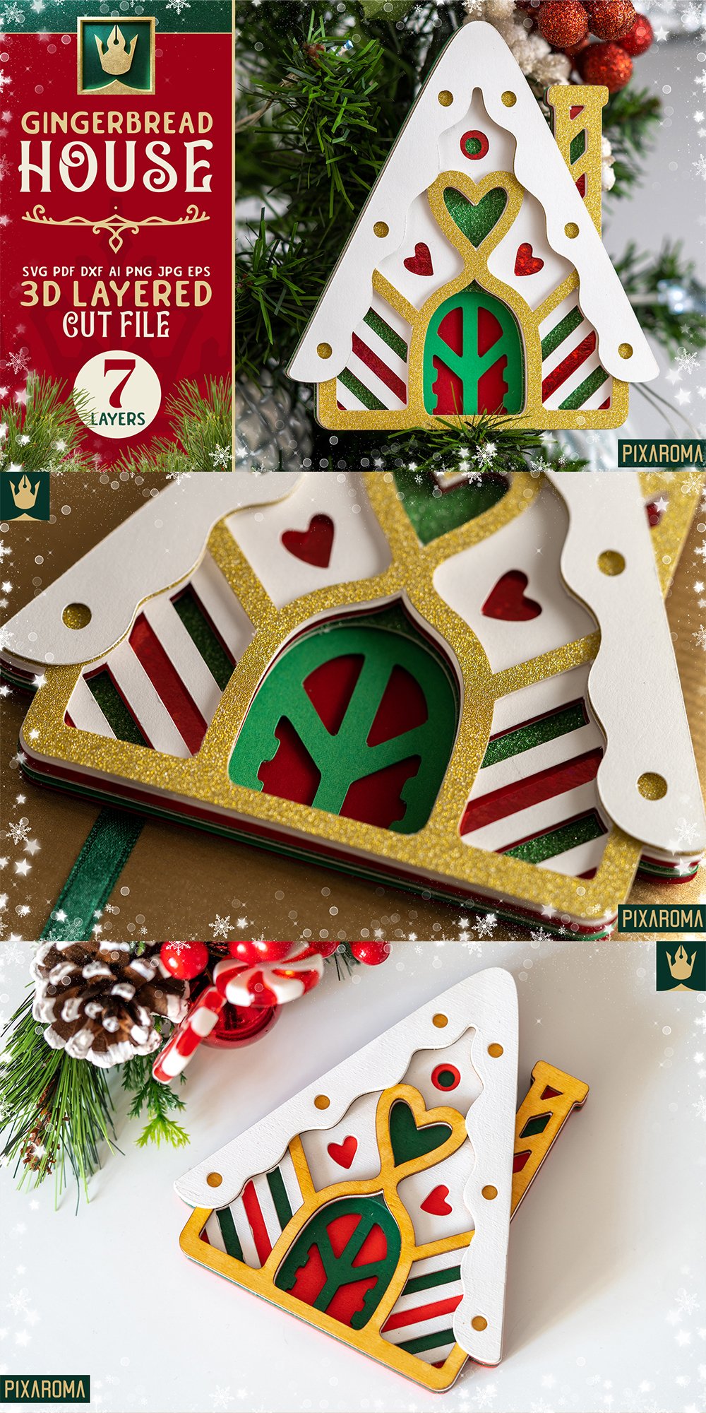 Gingerbread House 3D Layered | Cute House SVG Cut File