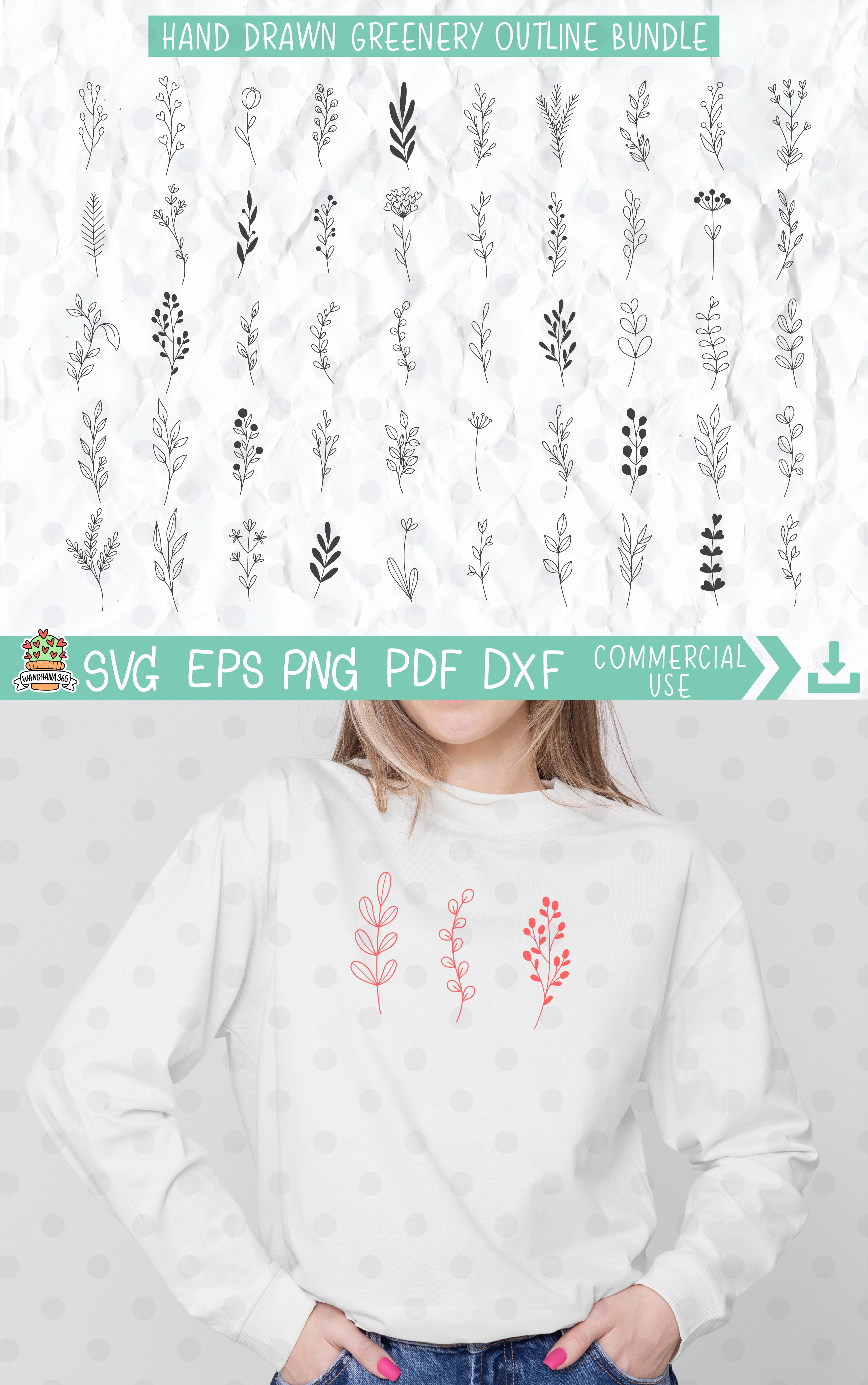 Greenery outline bundle svg